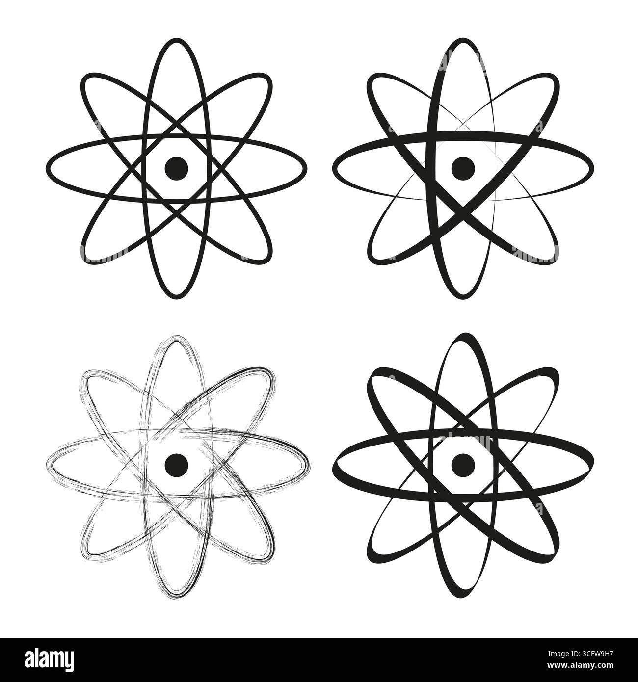 Atom science icon. Orbit nuclear symbol. Physics Vector element ...