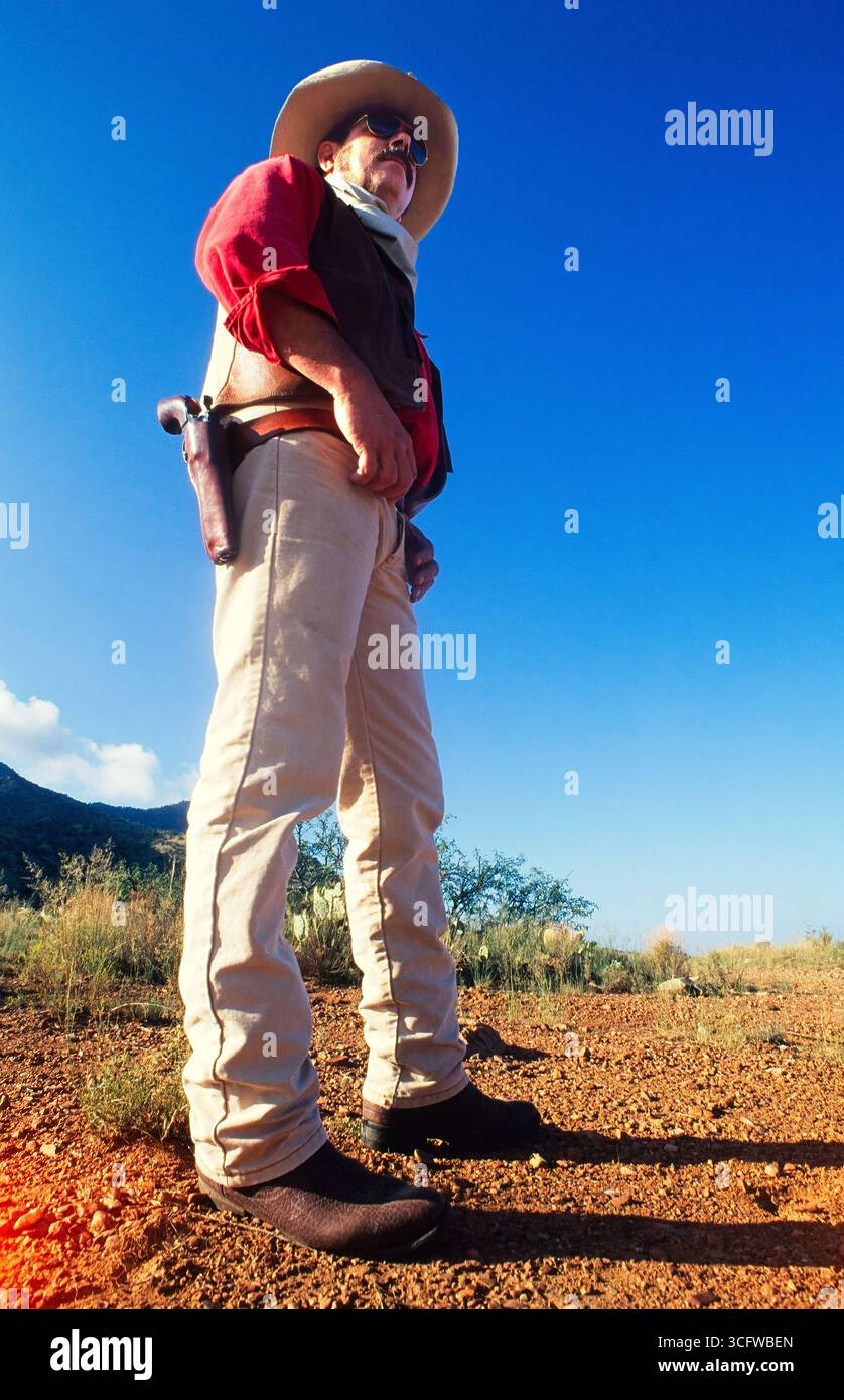 A single adult cowboy gives a tour of the Dragoon Mountains in southern ...