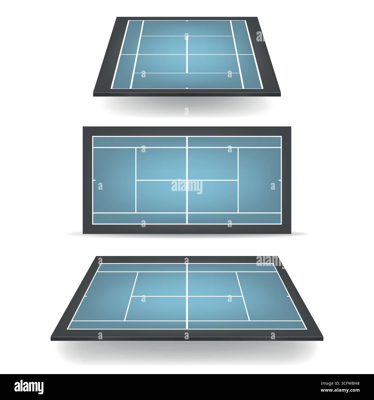 Vector Blue and Black Tennis Court Set. Professional Tennis Court Icon ...