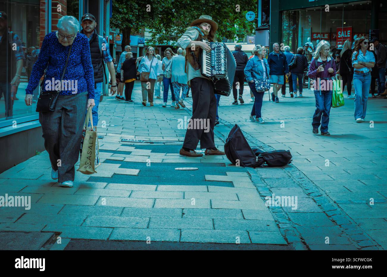 Norwich United Kingdom - July 7 2025; Street scenes Urban pedestrian ...