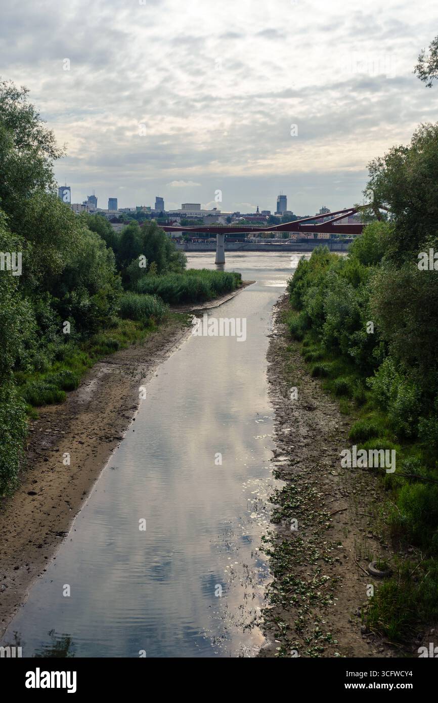 Record low watwer level in the Vistula. Dry riverbed Warsaw Poland ...