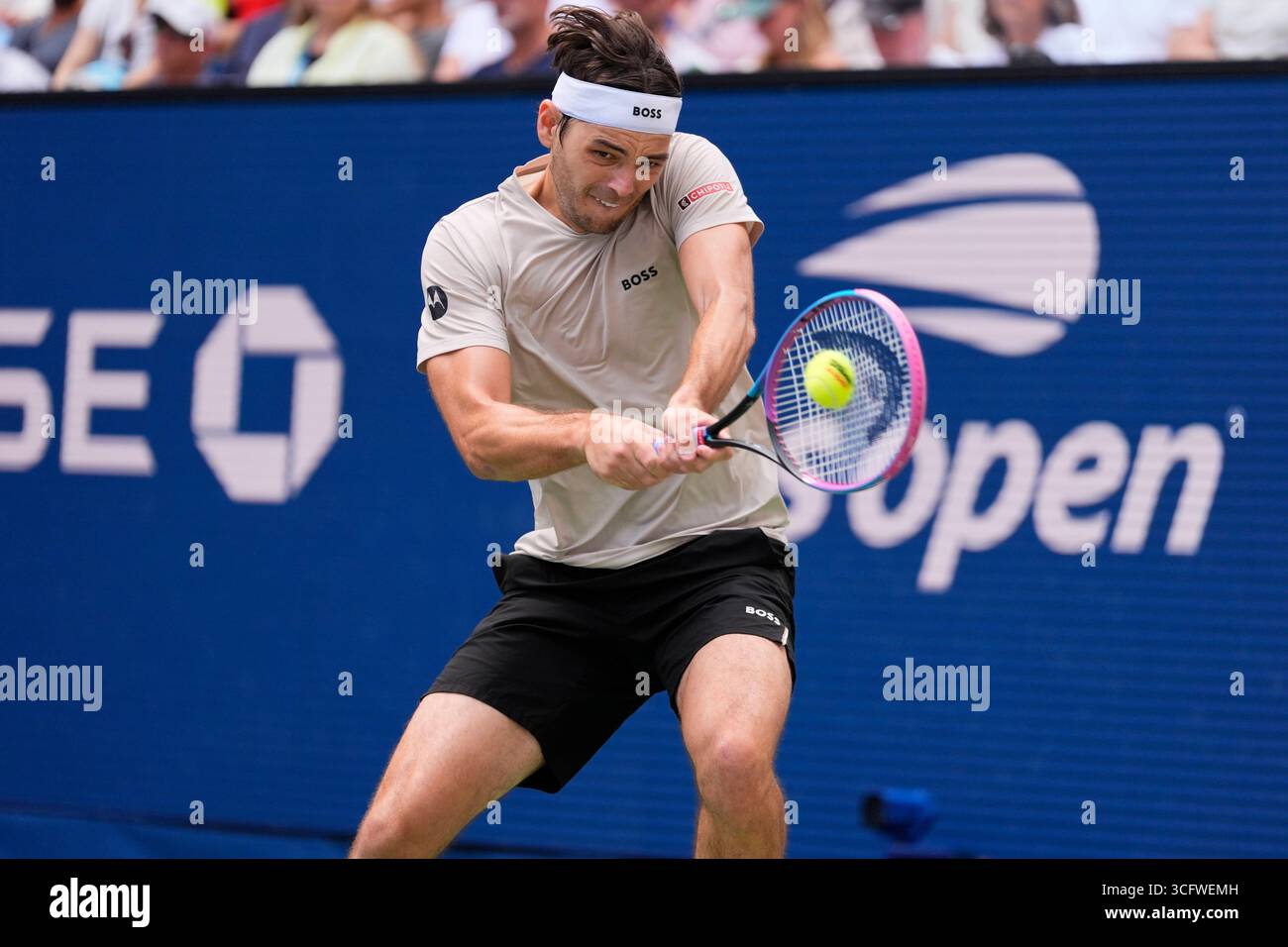 Taylor Fritz, of the United States, during the first round of the US ...