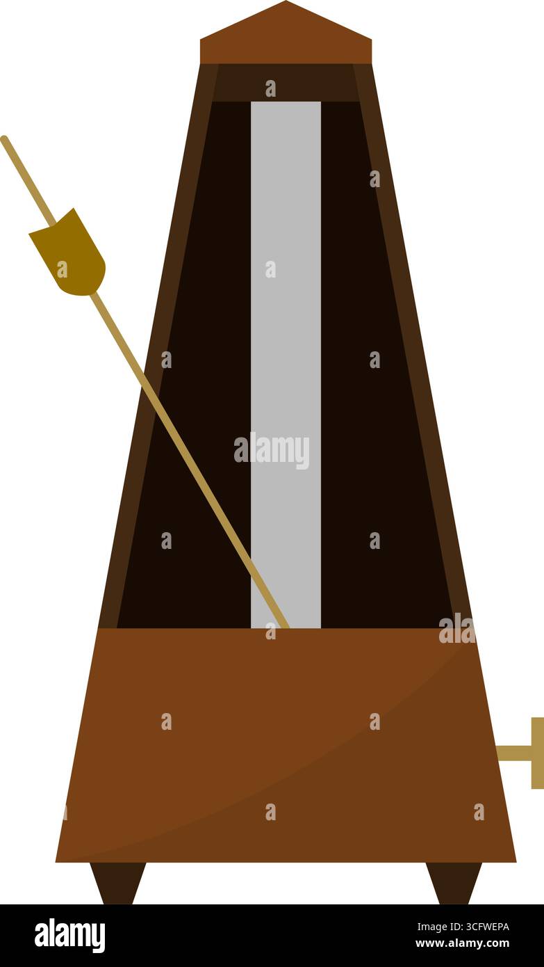 Classic brown wooden mechanical metronome for accurate timing and tempo ...