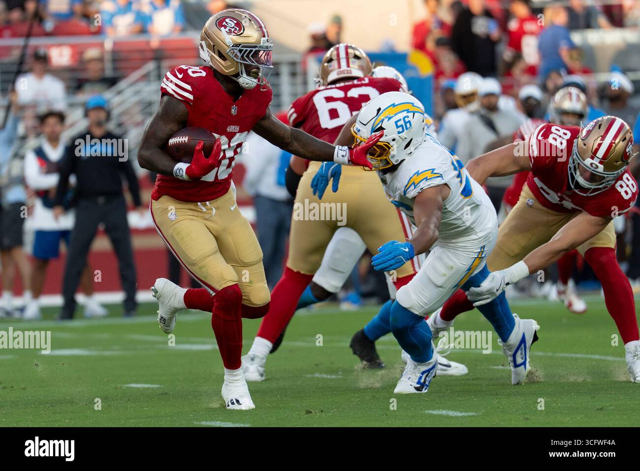 Aug 23, 2025; Santa Clara, California, USA; San Francisco 49ers running back Jeff Wilson Jr. (20 ...