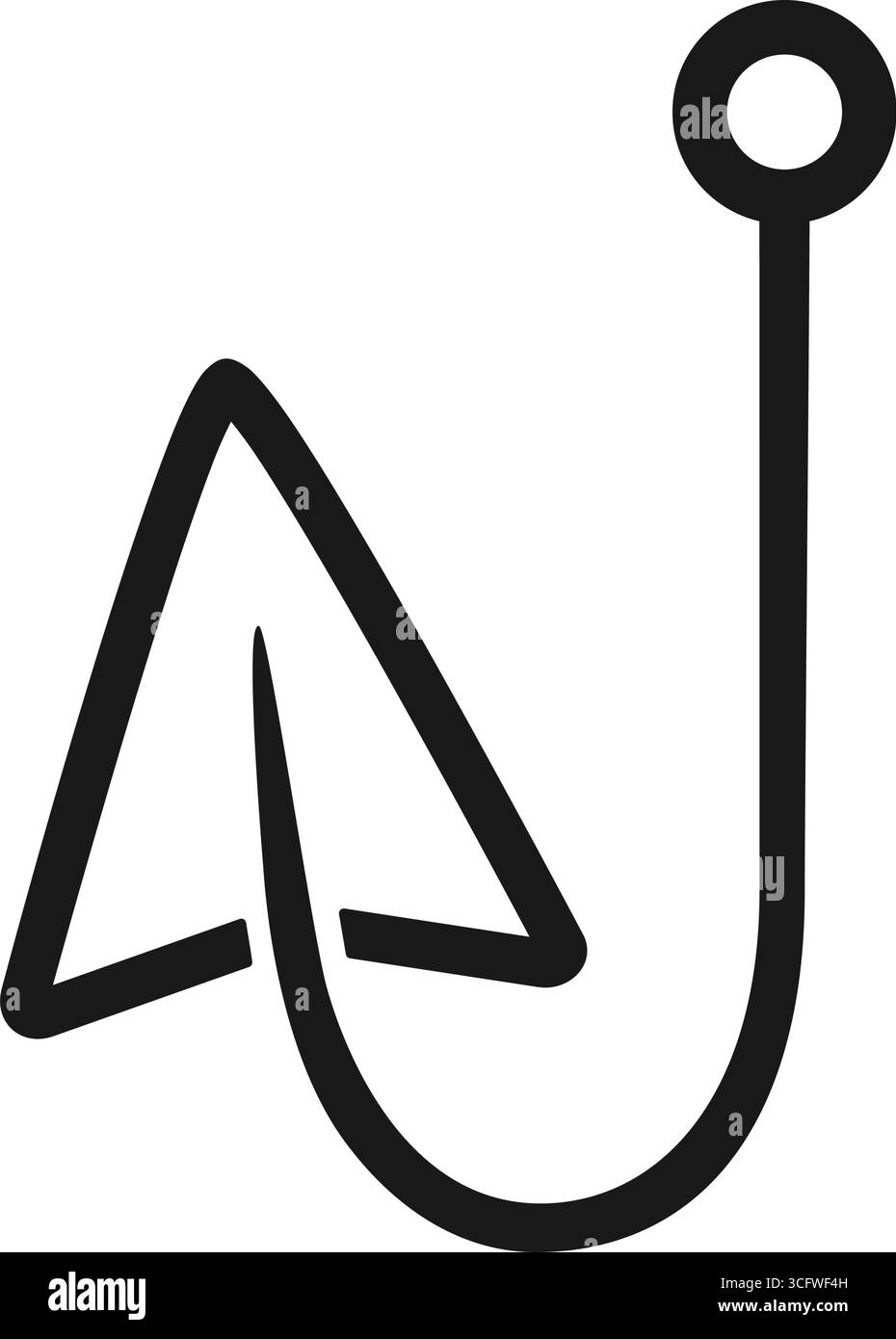 Mouse cursor on a fishing hook for clickbait or phishing concept ...