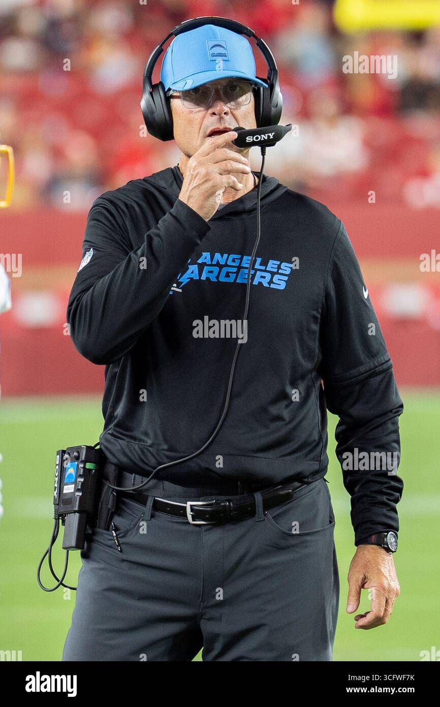 Aug 23, 2025; Santa Clara, California, USA; Los Angeles Chargers head ...