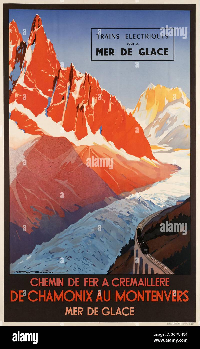 A gorgeous 1954 vintage travel poster for Chamonix and Montenvers in ...