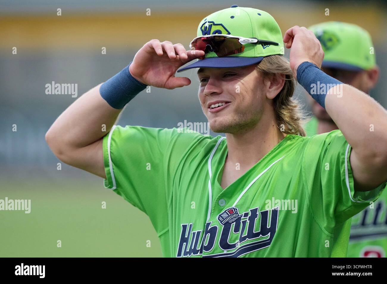 Maxton Martin (24) of the Hub City Spartanburgers warms up before a ...