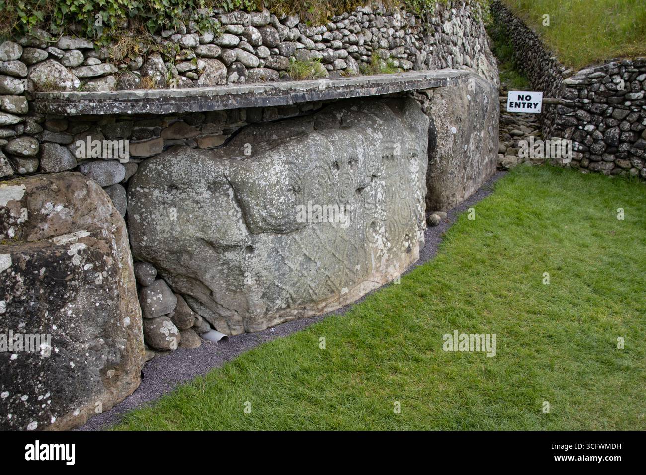 Detail of the passage tomb at Newgrange, a prehistoric monument with ...