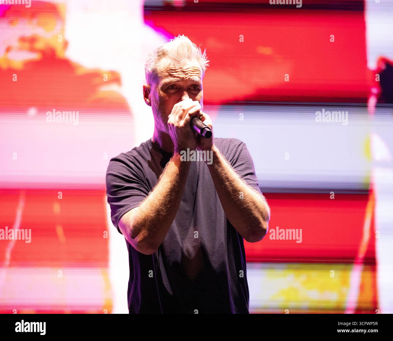 Newport, RI. August 23, 2025.Fitz and the Tantrums lead singer Michael ...