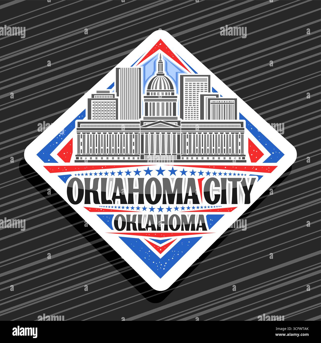 Vector logo for Oklahoma City, white decorative rhomb road sign with ...