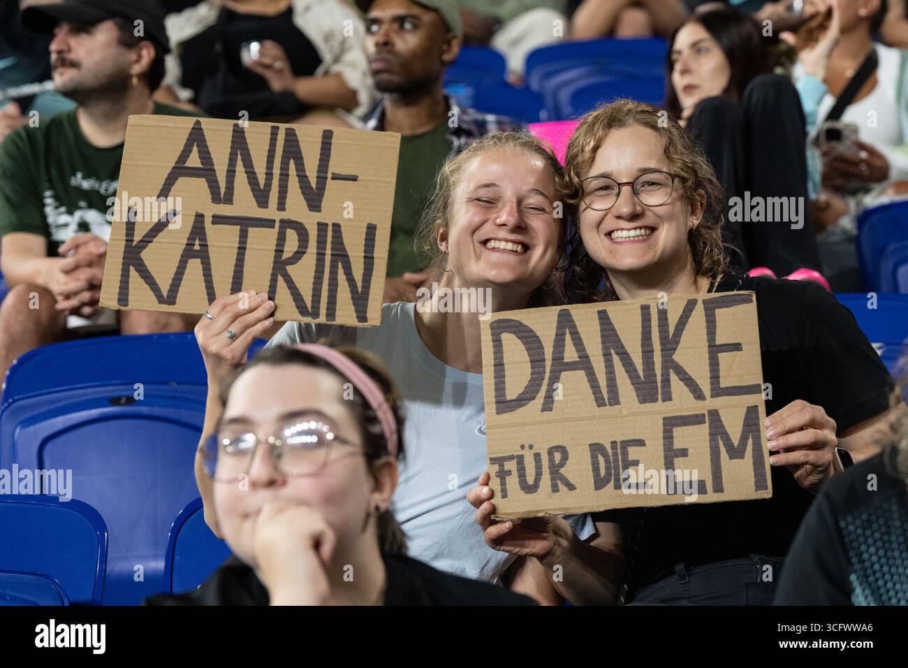 Fans of goalkeeper Ann-Katrin Berger (30) of Gotham FC attend regular ...