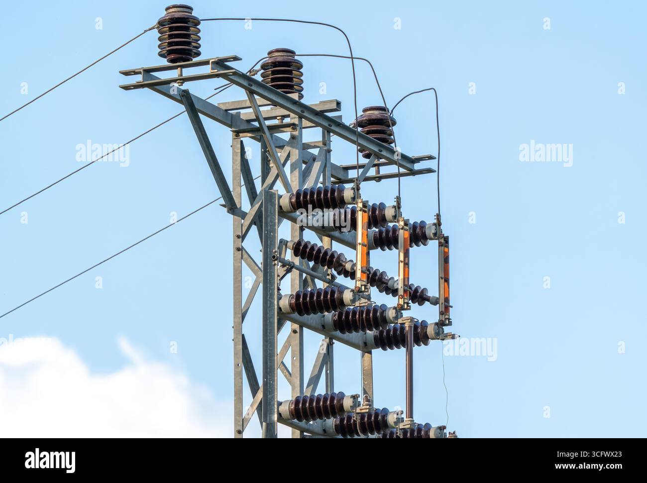 Old electricity poles and transformer system in Turkey Stock Photo - Alamy