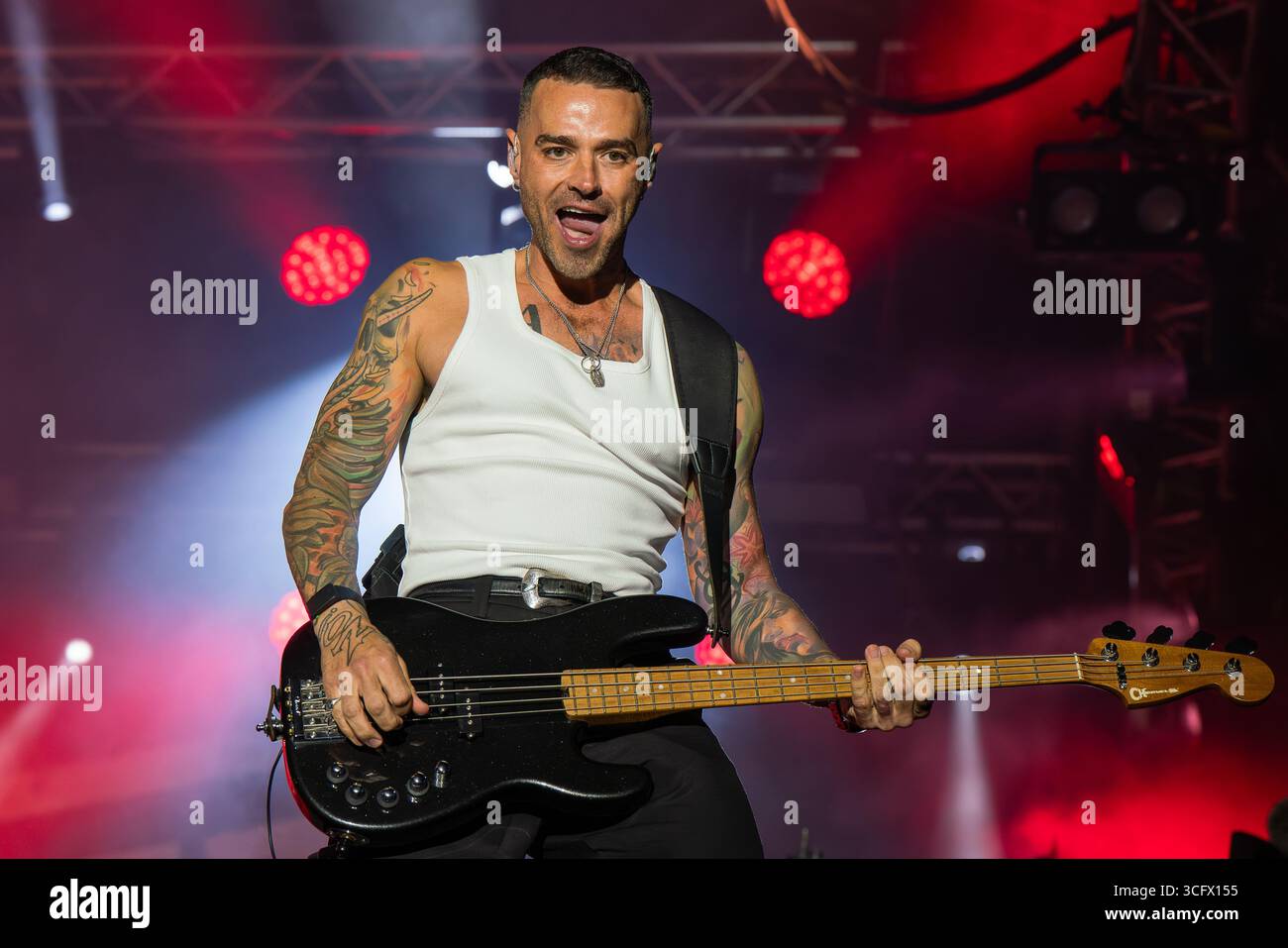Matt Willis from Busted seen performing live on the main stage at ...