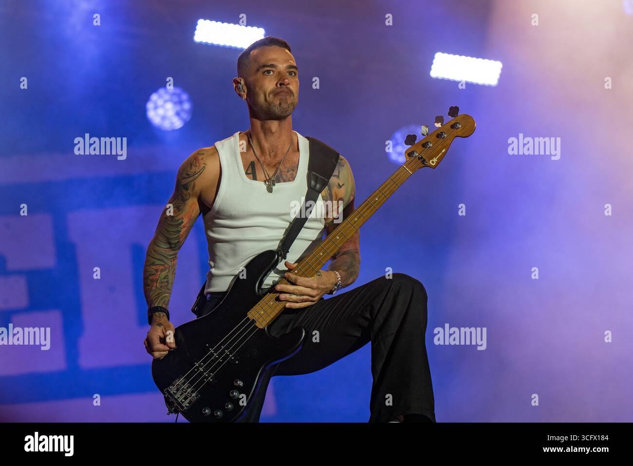 Matt Willis from Busted seen performing live on the main stage at ...