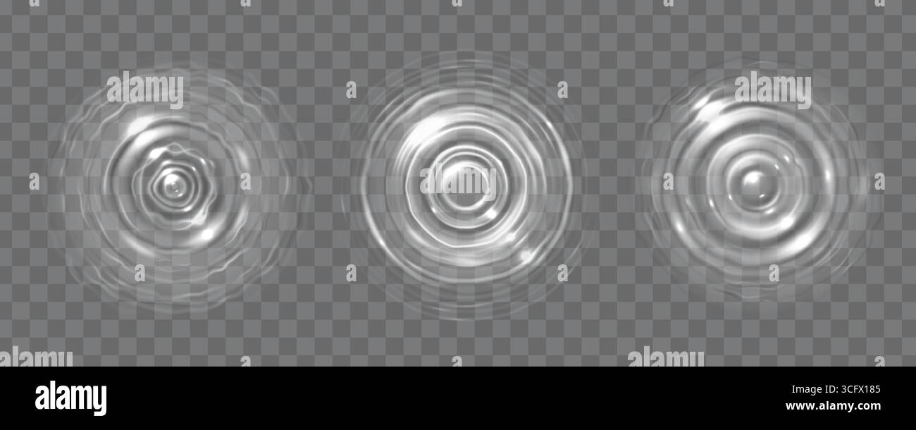 Water ripple rings from drop impact creating circular waves on ...