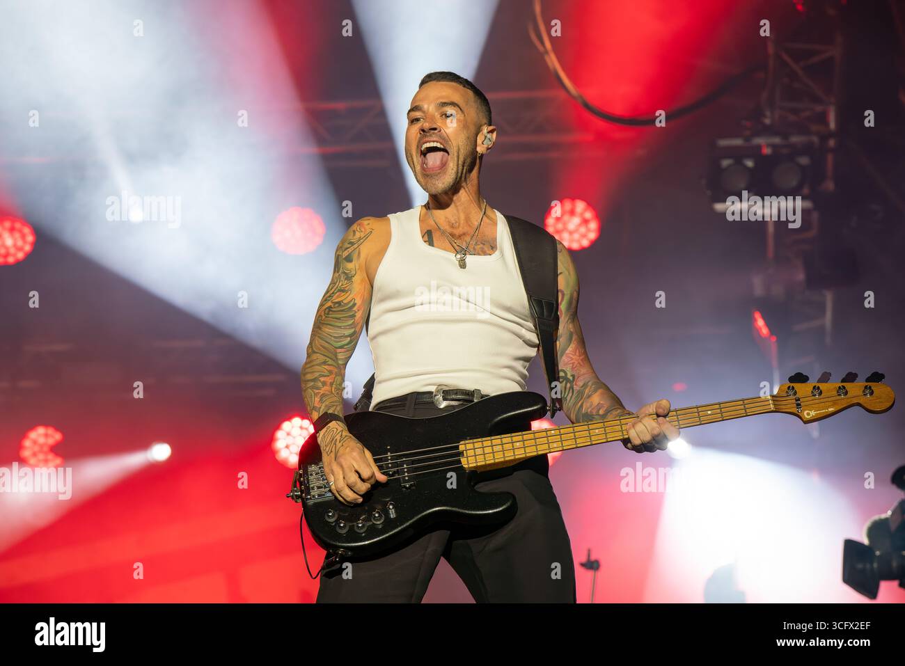Matt Willis from Busted seen performing live on the main stage at ...
