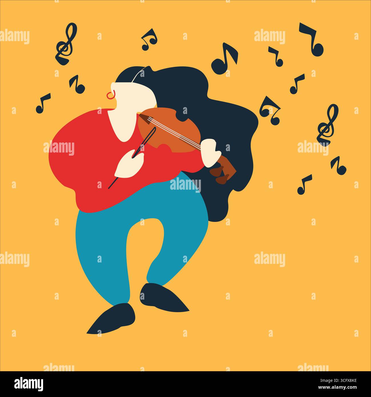 Street musician playing violin. Fiddler making a performance. Vector ...
