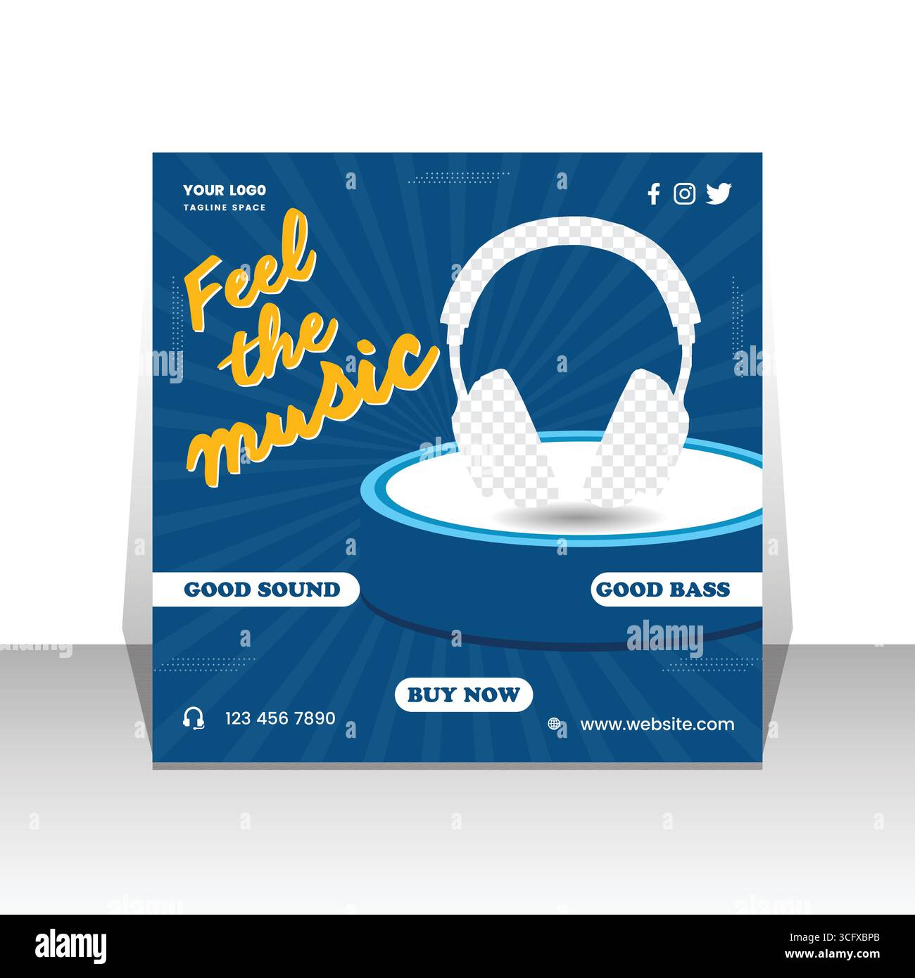 Modern headphones on blue Stock Vector Images - Alamy