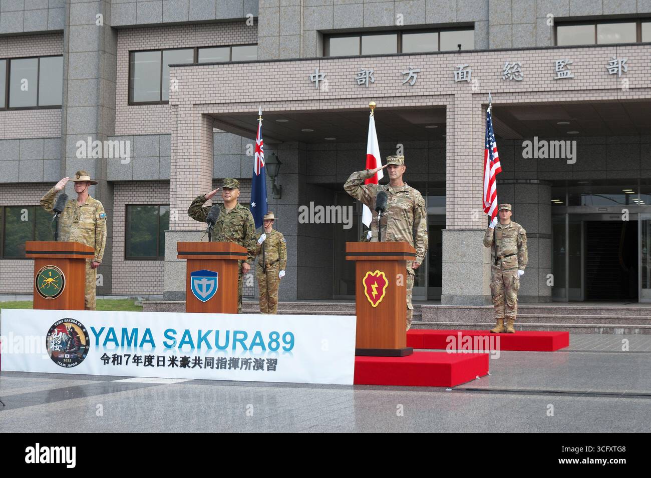 Itami, Japan. 25th Aug, 2025. Commanders of Japan, U.S. and Australian ...