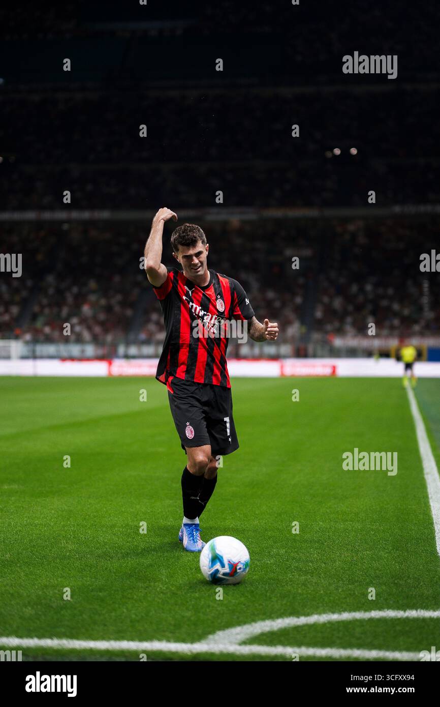 Christian Pulisic of AC Milan gestures during the Serie A football ...