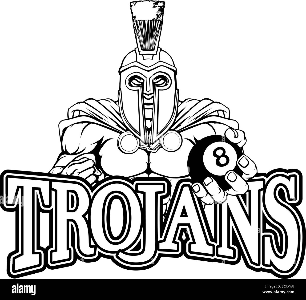 Spartan Trojan Pool Ball Billiards Mascot Cartoon Stock Vector Image ...