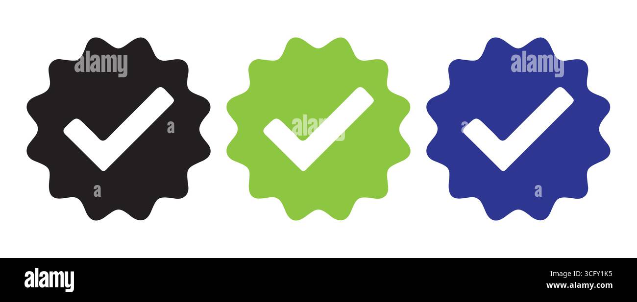 Minimalist Checkmark Icons in Black, Blue, and Green vector ...