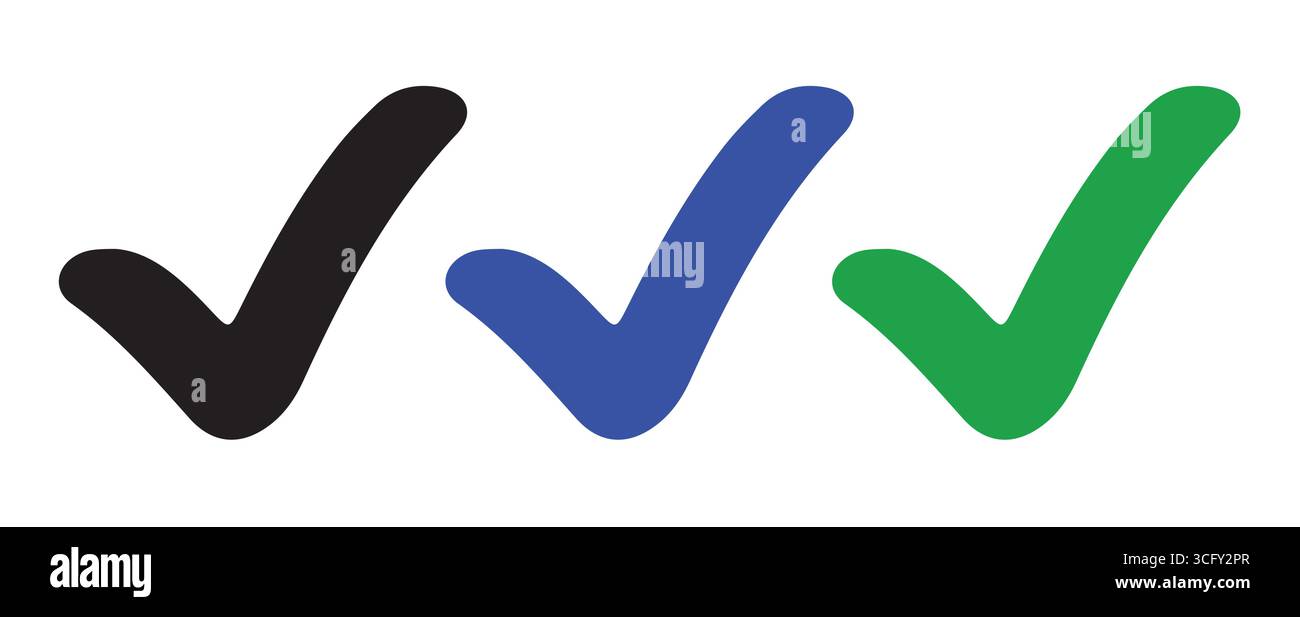 Verified Tick Marks in Black Green Blue Checkboxes Stock Vector Image ...