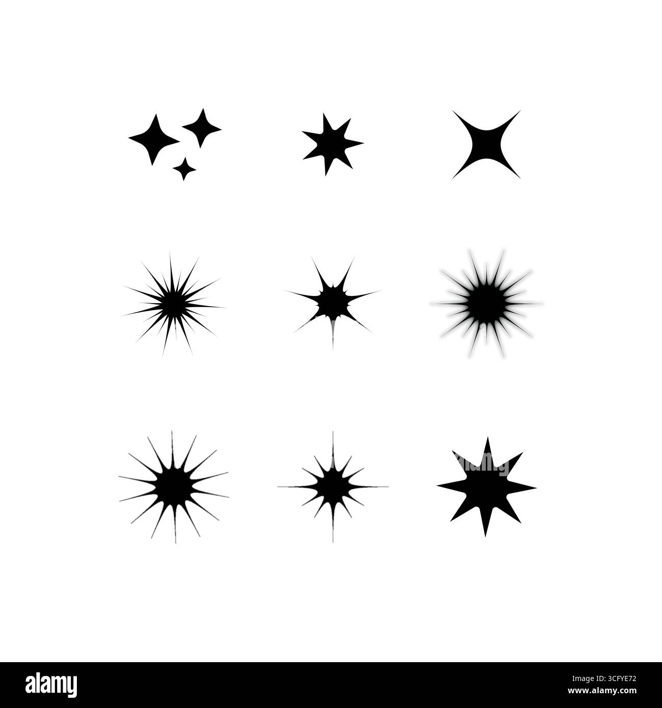 Retro sparkle stars set Black and White Stock Photos & Images - Alamy