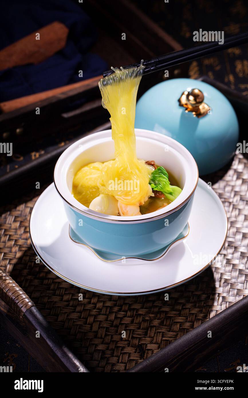 Braised Shark Fin (or Imitation) with Matsutake, Quail Egg and Shrimp ...
