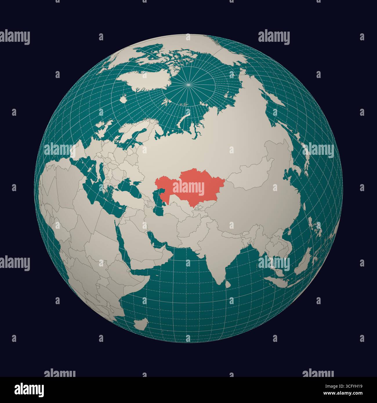 Kazakhstan on world map Stock Vector Images - Alamy