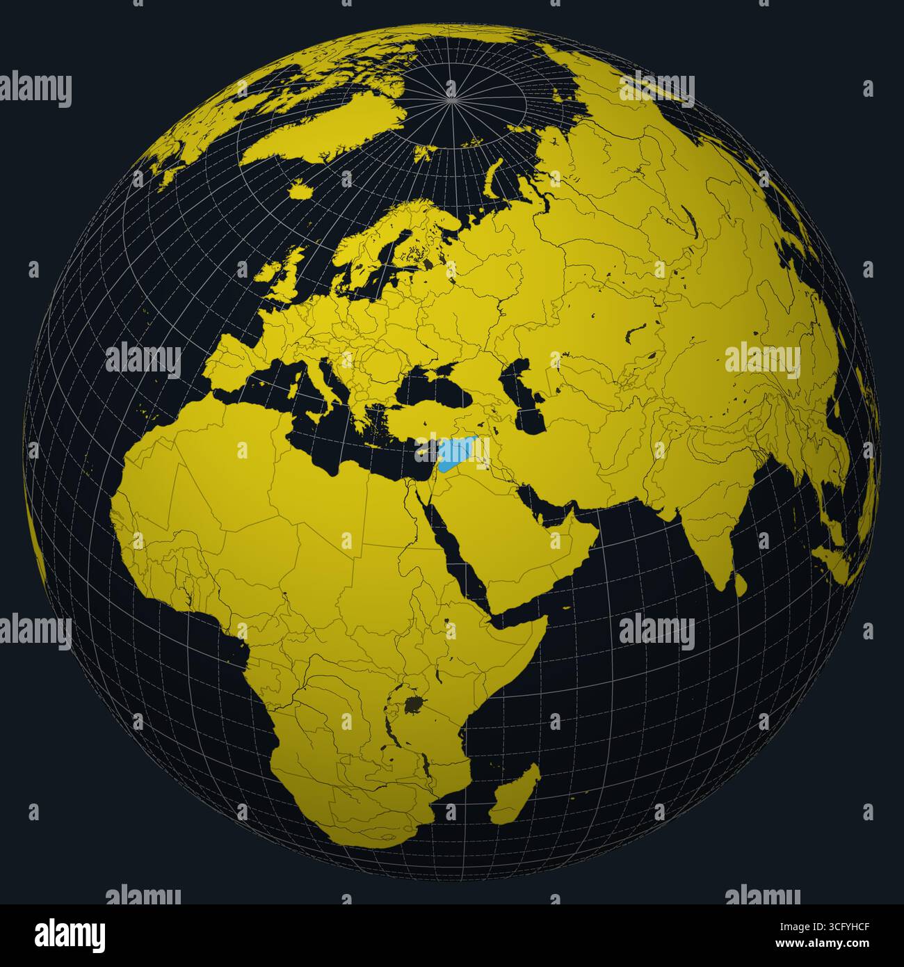 Syrian Arab Republic on Globe. Country view on the world map in ...