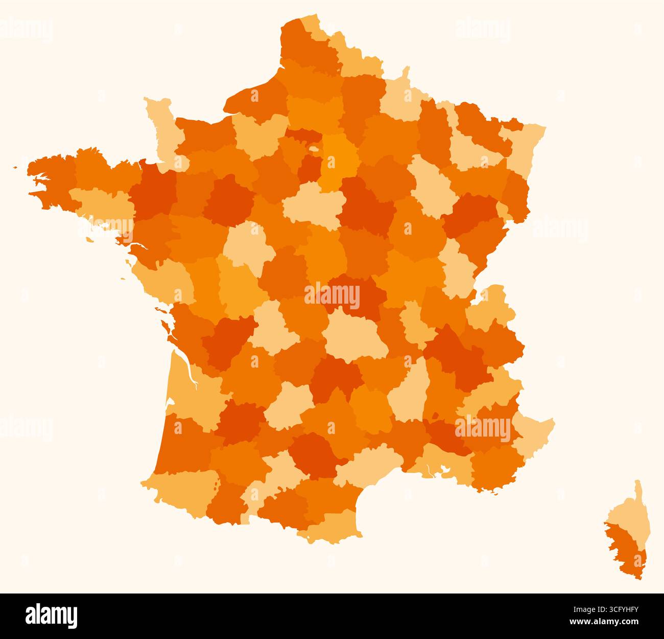 Map of France with regions. Just a simple country border map with ...