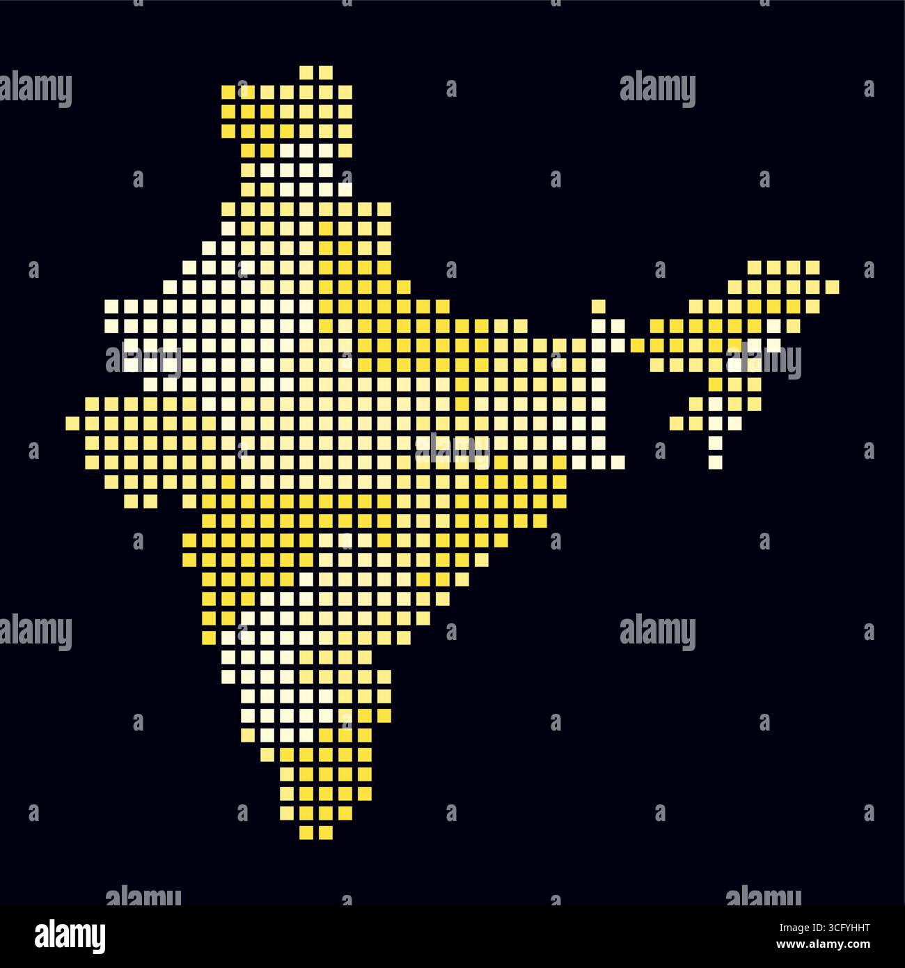 India dotted map. Digital style map of the country on dark background ...
