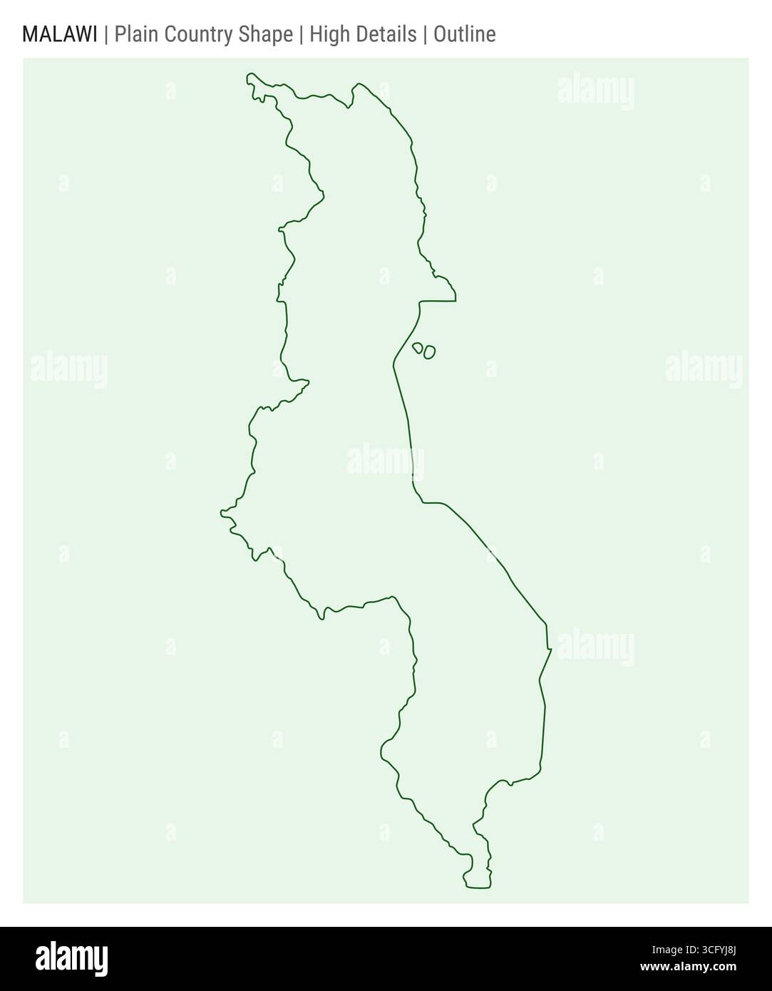 Malawi plain country map. High details. Outline style. Shape of Malawi ...