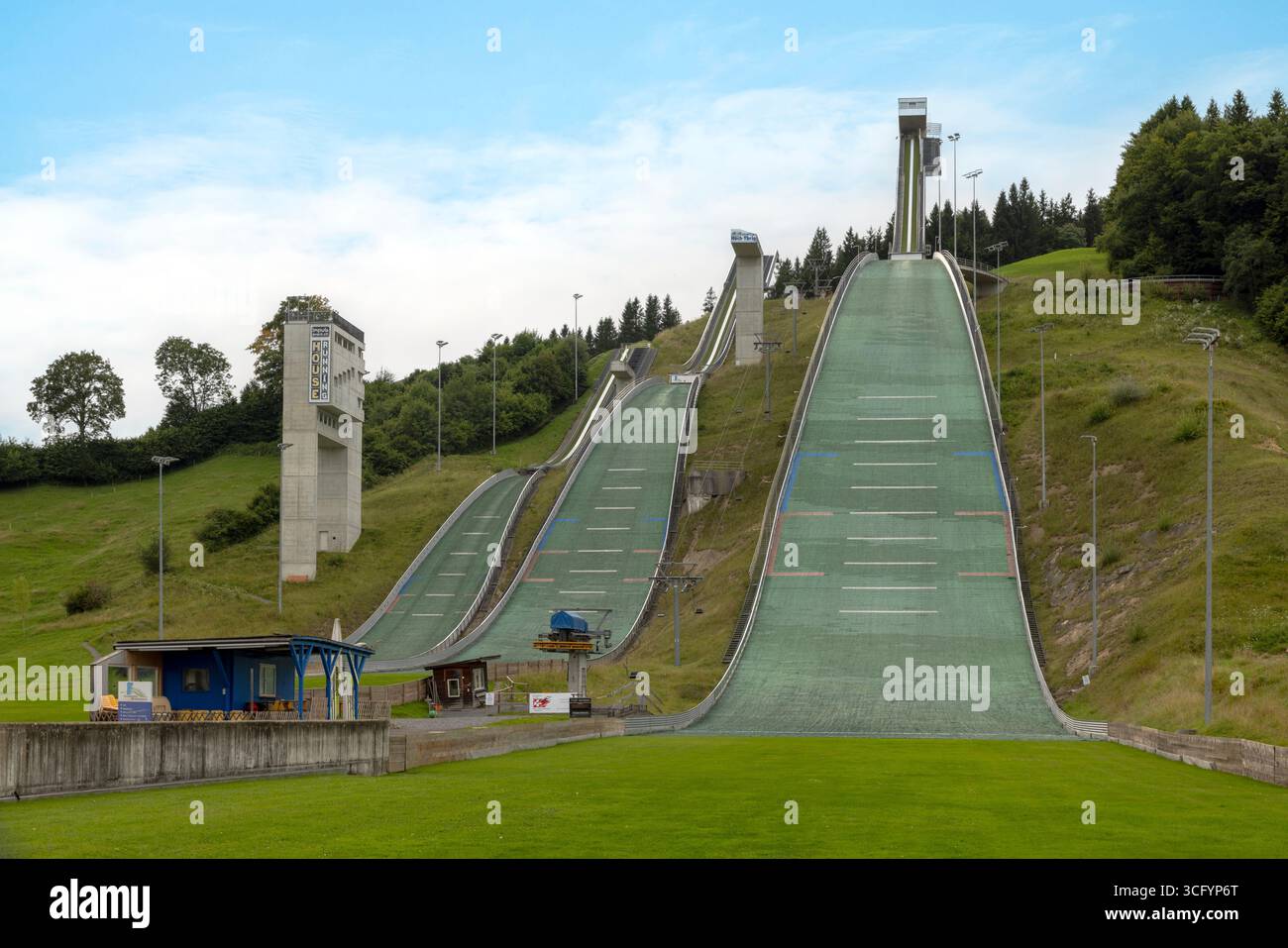The modern architecture of the Schanzen Einsiedeln ski jumping facility ...