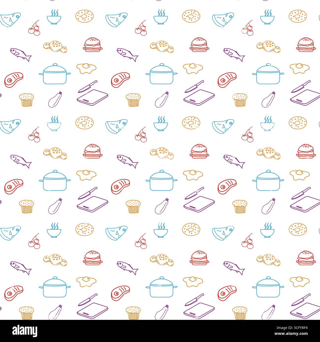 Kitchen utensil food seamless Stock Vector Images - Alamy