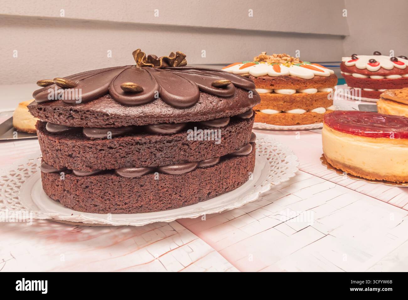 Belgian Dark Chocolate Tart: Layers of moist sponge cake with creamy ...