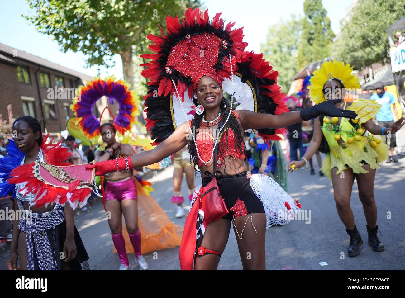 Dancers performing during the Notting Hill Carnival celebration in west ...