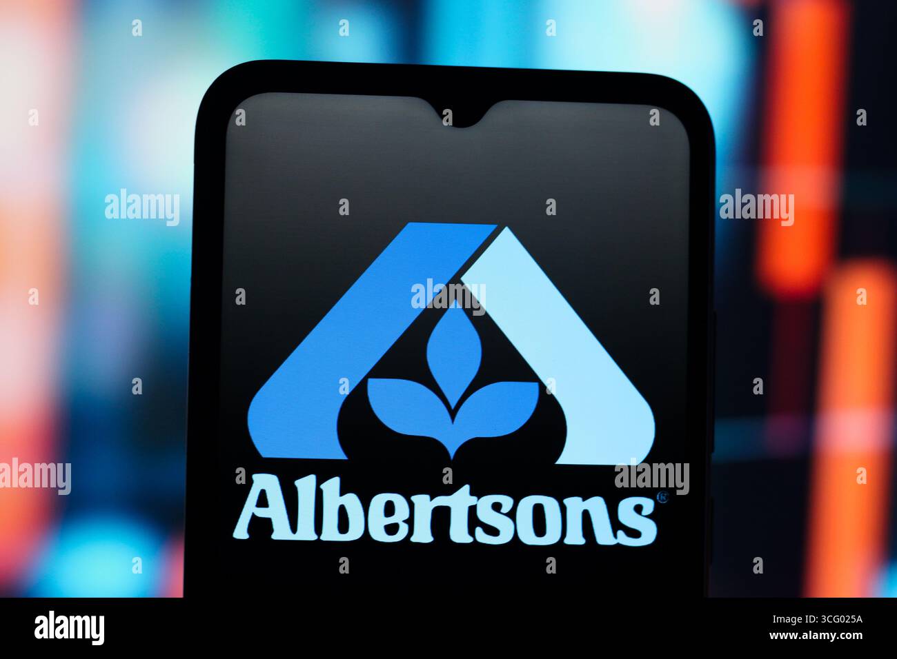 In this photo illustration, the Albertsons logo is seen displayed on a ...