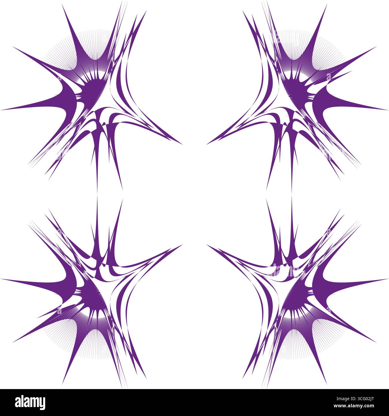 Abstract radial bursts. Purple spiky shapes. Vector graphic elements ...