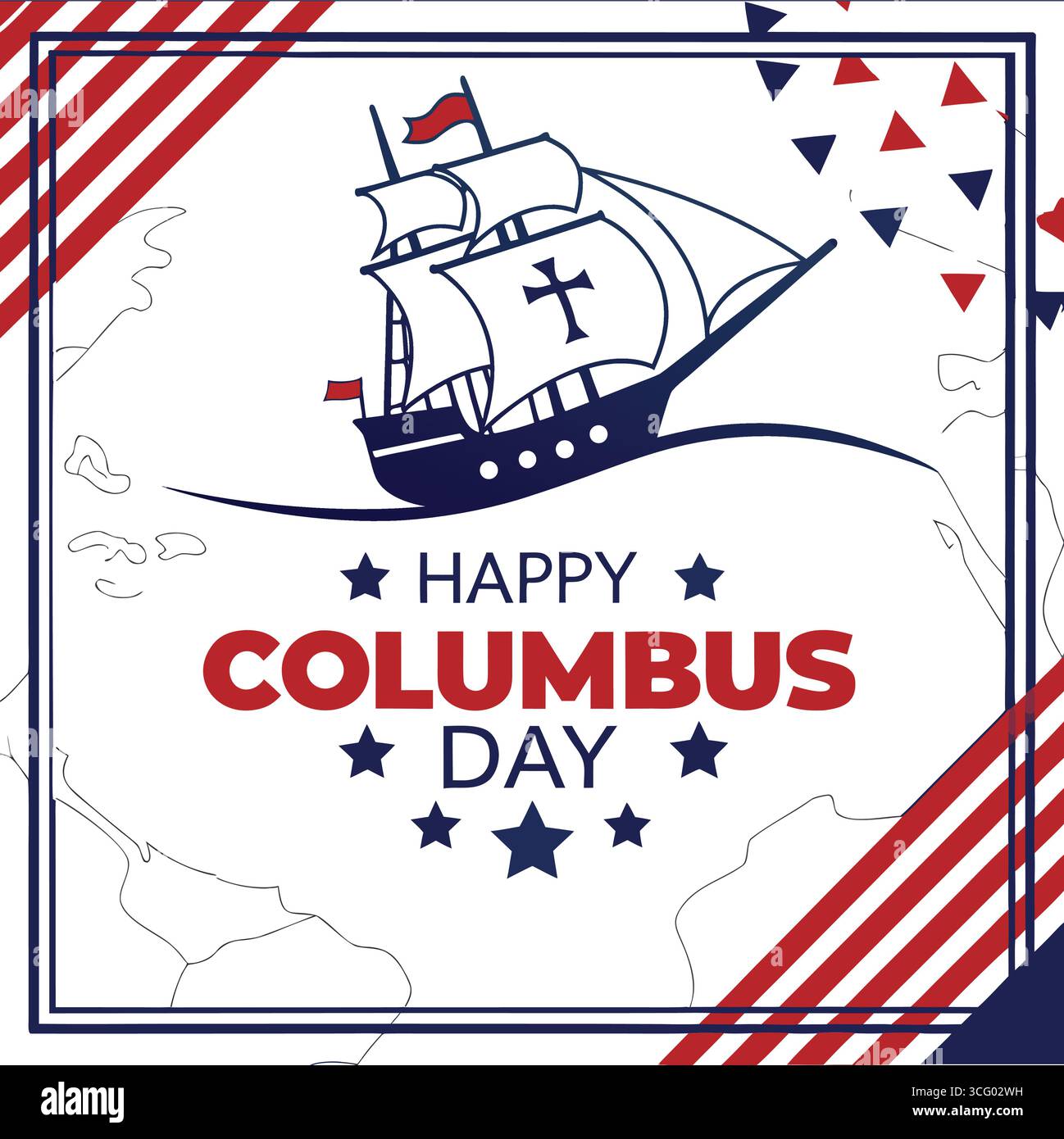 Happy Columbus Day Celebration Ship Illustration Stock Vector Image ...