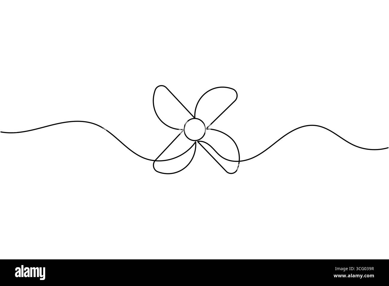 One line drawing of propeller fan with three blades simple minimalist ...
