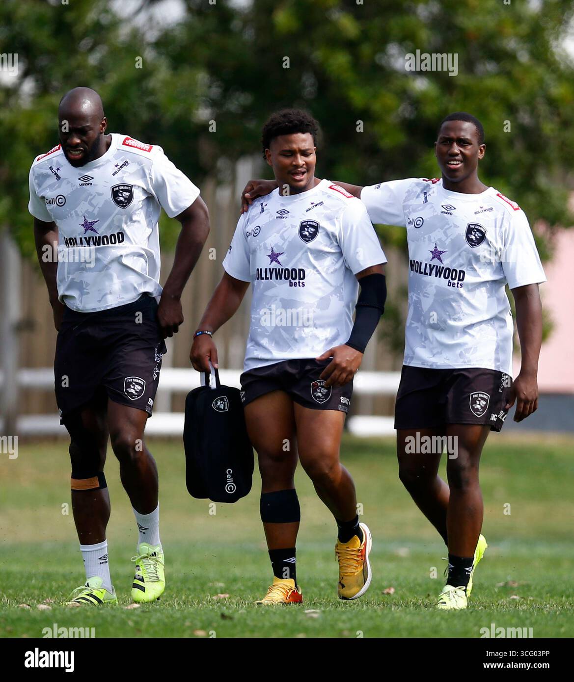 Paschal Ekeji of the Hollywoodbets Sharks with Diego Appollis of the ...