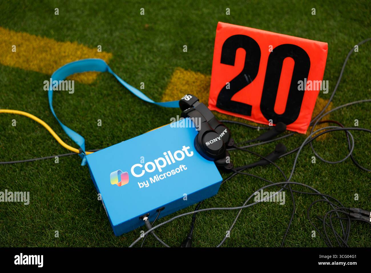Microsoft copilot on the field before a preseason NFL football game ...