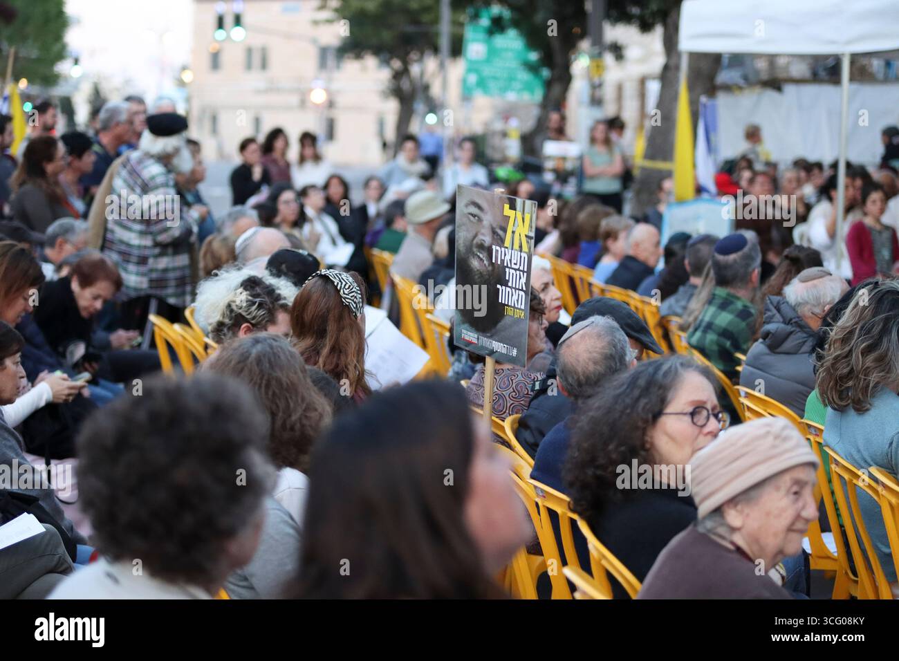 Hostage families tent on azza street in jerusalem hi-res stock ...