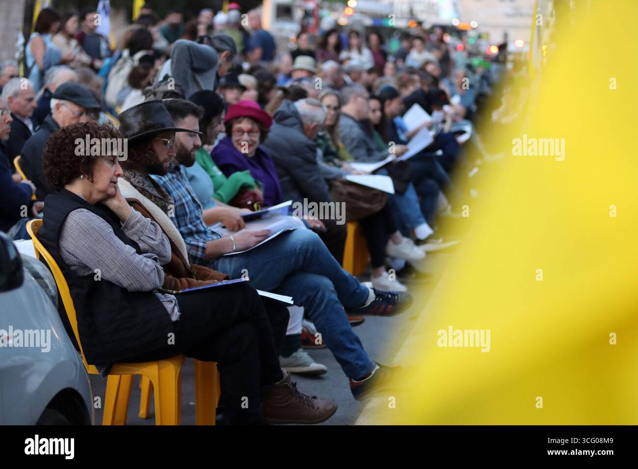 Hostage families tent on azza street in jerusalem hi-res stock ...