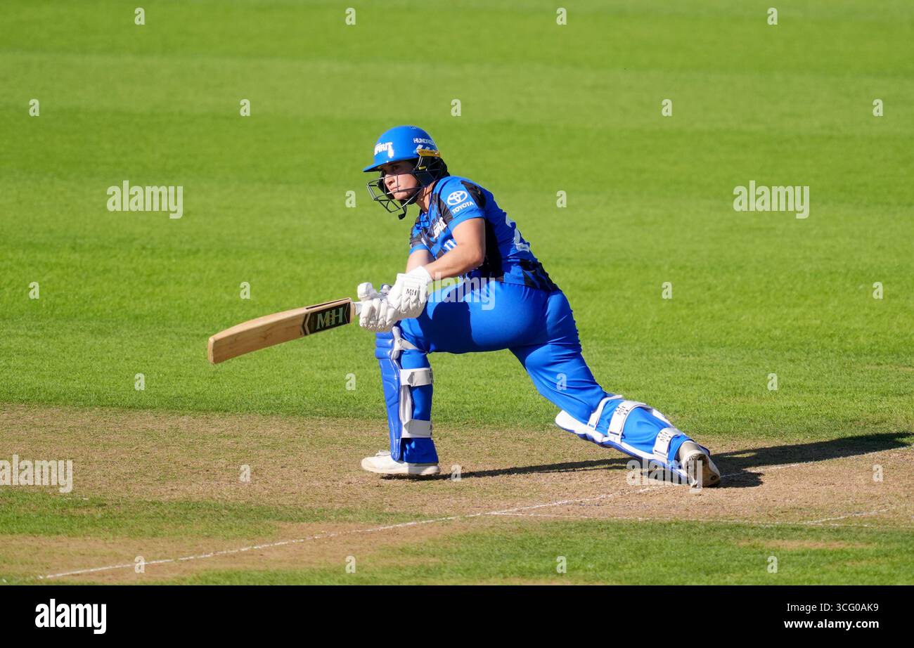 London Spirit's Kira Chathli hits four runs during The Hundred Women's ...