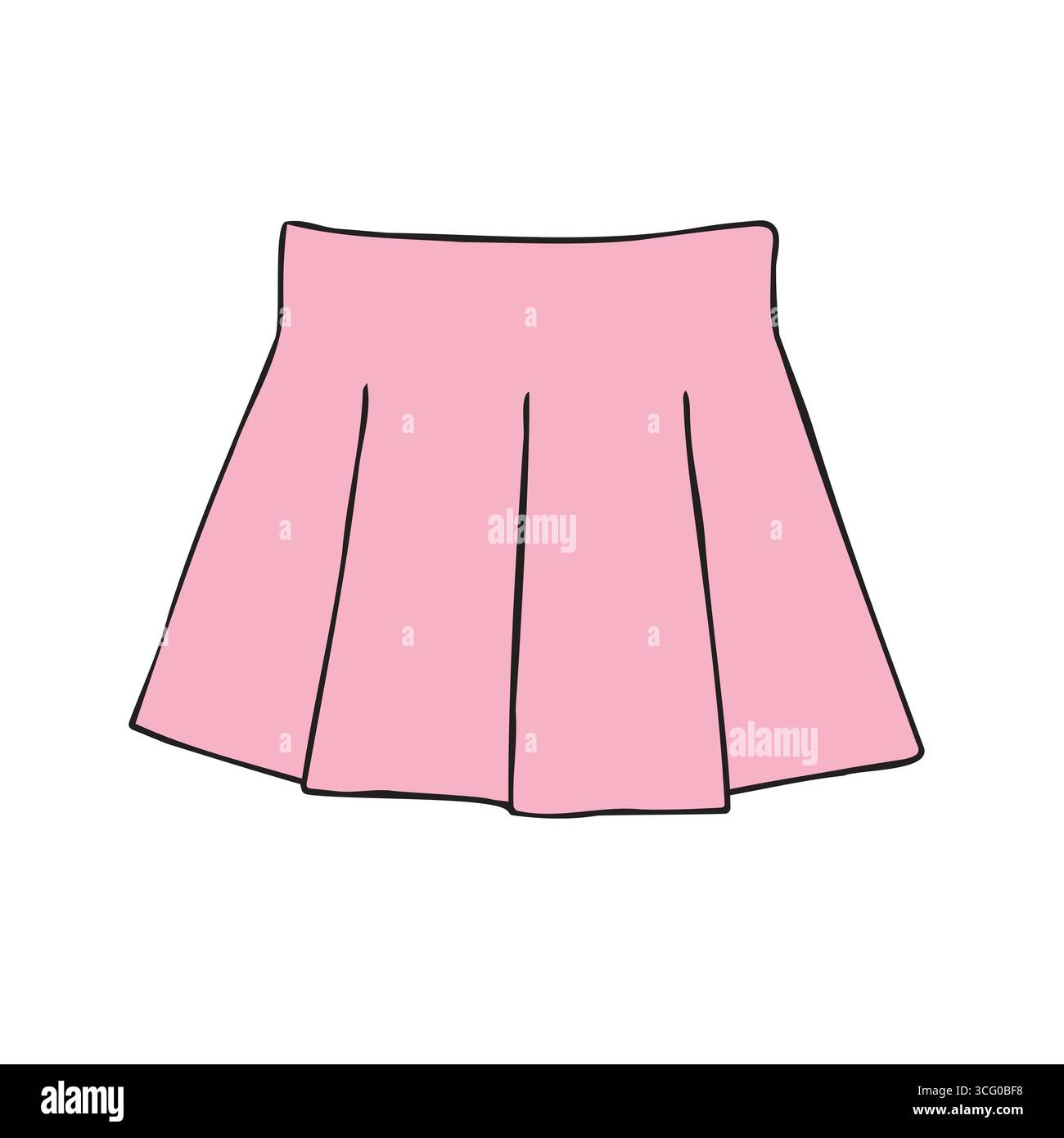 Vector hand drawn sketch doodle colored mini skirt isolated on white ...