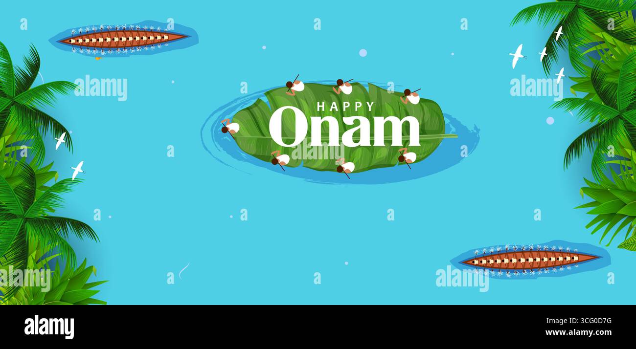 illustration of Sadya feast on banana leaf in celebration background ...